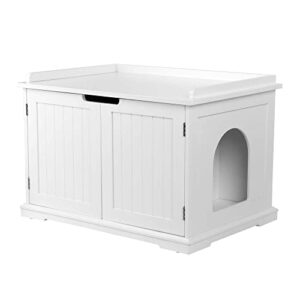 Extra Large Cat Litter Box Enclosure,Wooden Cat Box Enclosure Indoor Fit Most of Litter Box Decorative Box Furniture with Double Doors Cat Box Furniture Hidden