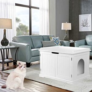 Extra Large Cat Litter Box Enclosure,Wooden Cat Box Enclosure Indoor Fit Most of Litter Box Decorative Box Furniture with Double Doors Cat Box Furniture Hidden