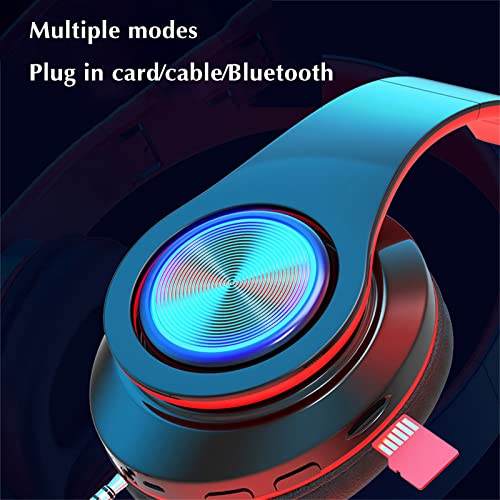 Head-Mounted Folding Wireles Bluetooth Headset - 7-Color Gradient Aperture Built in Mic Wireless Bluetooth 5.0 Headphone - Hi-Fi Stereo Wireless Stereo Headsets for Outdoor Sports