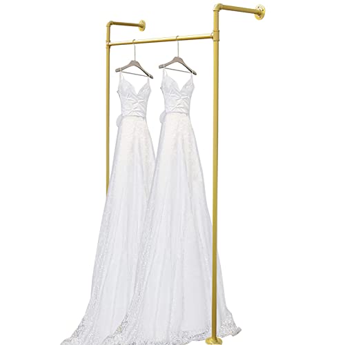 DYRABREST Wall Mounted Clothing Rack Modern Gold Metal Storage Garment Rack Retail Clothes Display Stand Commercial Clothes Racks, Bedroom Portable Coat Rack for Hanging Clothes, Coats, Skirts