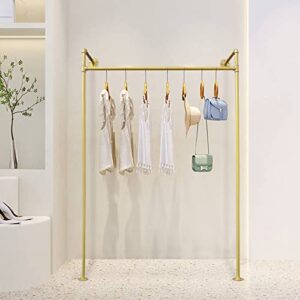 DYRABREST Wall Mounted Clothing Rack Modern Gold Metal Storage Garment Rack Retail Clothes Display Stand Commercial Clothes Racks, Bedroom Portable Coat Rack for Hanging Clothes, Coats, Skirts