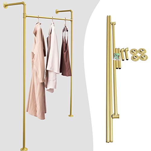 DYRABREST Wall Mounted Clothing Rack Modern Gold Metal Storage Garment Rack Retail Clothes Display Stand Commercial Clothes Racks, Bedroom Portable Coat Rack for Hanging Clothes, Coats, Skirts