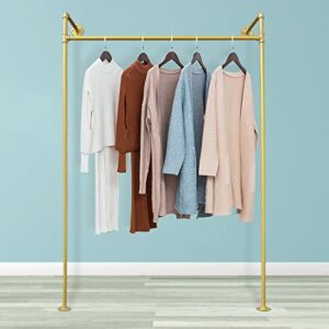 DYRABREST Wall Mounted Clothing Rack Modern Gold Metal Storage Garment Rack Retail Clothes Display Stand Commercial Clothes Racks, Bedroom Portable Coat Rack for Hanging Clothes, Coats, Skirts