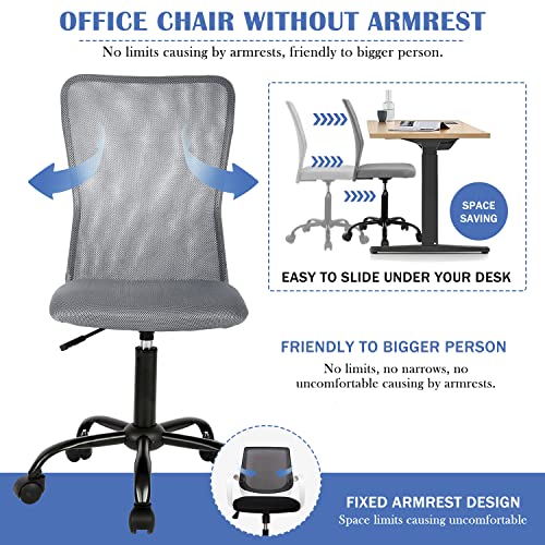 Office Chair Ergonomic Desk Chair Home Mid Back Computer Chair Height Adjustable Task Chair Modern Armless Rolling Swivel Chair with Back Support Mesh Executive Chair for Women Men