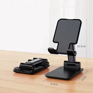 Cell Phone Stand for Desk, Desktop Mobile Phone Stand, Universal Cell Phone Stand, Foldable, Adjustable Support Height, Compatible with 8-Inch Device, Black, with Silicone Pad