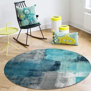 Turquoise Abstract Art Area Rug Turquoise Rugs for Living Room, Modern Abstract Area Rug for Bedroom Decor Home Decor, Room Decor Aesthetic Comfy Carpet for Kids Room, Non-Slip Teal Washable Rug 4ft