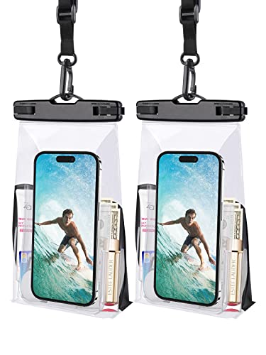 2 Pcs Large Waterproof Phone Pouch Up to 6.9", Floating Dry Bag for iPhone 14 13 12 11 Pro Max Galaxy S22 S21 Large Capacity Waterproof Bag Sunglasses Storage Dry Pouch for Swimming Rafting Boating