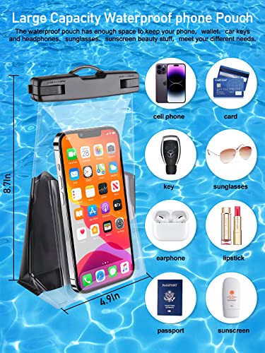 2 Pcs Large Waterproof Phone Pouch Up to 6.9", Floating Dry Bag for iPhone 14 13 12 11 Pro Max Galaxy S22 S21 Large Capacity Waterproof Bag Sunglasses Storage Dry Pouch for Swimming Rafting Boating