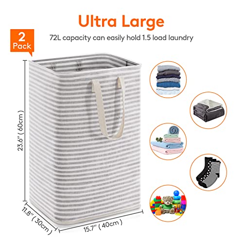 Lifewit 2 Pack 72L Laundry Hamper Pop Up Basket and 100L Clothes Hamper with Removable Bag