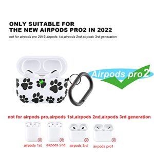 AGAOSH for Airpods Pro 2nd/1st Generation Case Cover with Keychain,Cute Paw Print Soft Silicone Skin Cover Protective Case for New Apple Airpods Pro Gen 2 Case 2022 Charging Case[Front LED Visible]