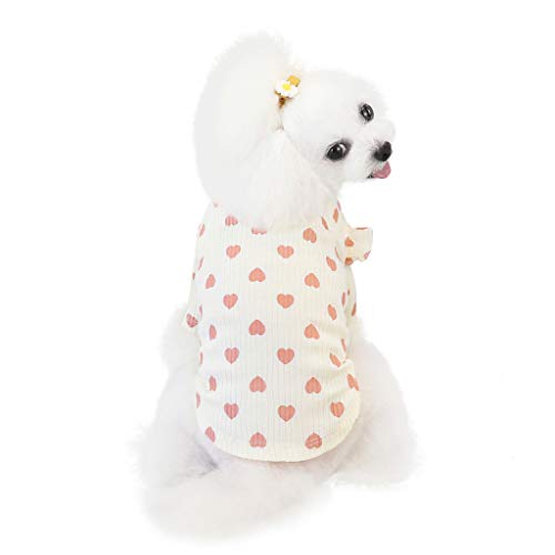 Cute Puppy Outfits for Girls Autumn Winter pet Clothes Love Bottoming Shirt Vest Lightweight Stretchy T-Shirts Soft Shirts Apparel