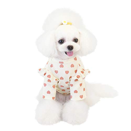 Cute Puppy Outfits for Girls Autumn Winter pet Clothes Love Bottoming Shirt Vest Lightweight Stretchy T-Shirts Soft Shirts Apparel