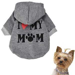 Dog Sweaters for Dogs Girl Medium Hoodie Tops Cotton Blend Letter Pattern Hood Party Sweatshirts Warm Custume for Small Dogs Coat