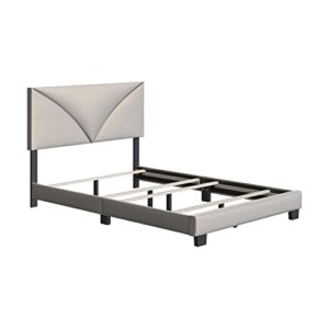 Boyd Sleep Cornerstone Platform Bed Frame with Fabric Upholstered Headboard and Wooden Slats Supports, Box Spring Required: Faux Leather, Silver, Full