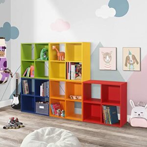 Kings Brand Furniture - 4-Cube Children's Bookcase, Kids Toy Storage Shelf Organizer for Playroom, Bedroom, Nursery School, Blue