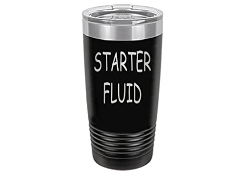 Rogue River Tactical Funny Starter Fluid Large 20 Ounce Travel Tumbler Mug Cup w/Lid Vacuum Insulated Hot or Cold Sarcastic Dad Father For Men Him (Black)