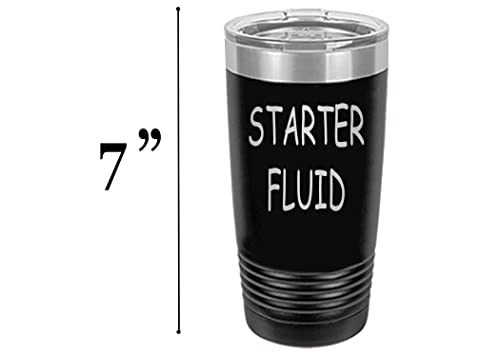 Rogue River Tactical Funny Starter Fluid Large 20 Ounce Travel Tumbler Mug Cup w/Lid Vacuum Insulated Hot or Cold Sarcastic Dad Father For Men Him (Black)