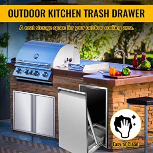 KODOM Built-in Double Trash Drawer Pull-Out Tray Outdoor Kitchen Stainless Steel Trash Drawer Storage Two Trash Bins for BBQ Island Grill Station(19" W x 27" H x 16" D)