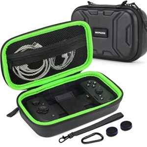 wepigeek travel case for razer kishi v2 ios/android mobile controller,portable travel all protective,hard messenger carrying bag, strong strap ,soft lining ,with pockets for accessories black