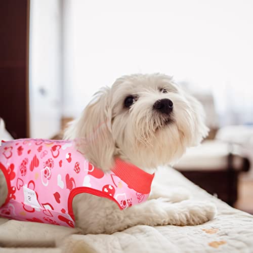 ASENKU Valentine's Day Dog Onesie Pet Pajamas, Dogs Recovery Suit for Dogs Cats After Surgery, Dog Pajamas Outfit Bodysuit for Small Medium Large Dog Cat Costume (Valentine's Day, 2XL)