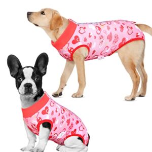 ASENKU Valentine's Day Dog Onesie Pet Pajamas, Dogs Recovery Suit for Dogs Cats After Surgery, Dog Pajamas Outfit Bodysuit for Small Medium Large Dog Cat Costume (Valentine's Day, 2XL)