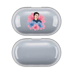 head case designs officially licensed frida kahlo floral portraits clear hard crystal cover compatible with samsung galaxy buds/buds plus