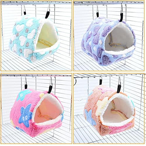 Winter Warm Bird Hammock,Bird Cage Plush Hamster Hammock for Sleeping Playing Warm Hanging Pet Accessory(S,Coffee)