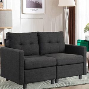 Payeel Convertible Sectional Sofa Couch 52" Loveseat with Tufted Cushion Back for Small Space,Living Room,Apartment (Loveseat,Dark Gray)