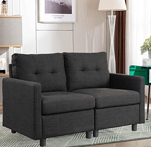 Payeel Convertible Sectional Sofa Couch 52" Loveseat with Tufted Cushion Back for Small Space,Living Room,Apartment (Loveseat,Dark Gray)