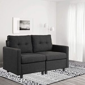 Payeel Convertible Sectional Sofa Couch 52" Loveseat with Tufted Cushion Back for Small Space,Living Room,Apartment (Loveseat,Dark Gray)