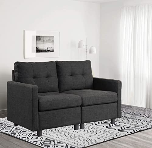 Payeel Convertible Sectional Sofa Couch 52" Loveseat with Tufted Cushion Back for Small Space,Living Room,Apartment (Loveseat,Dark Gray)