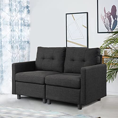 Payeel Convertible Sectional Sofa Couch 52" Loveseat with Tufted Cushion Back for Small Space,Living Room,Apartment (Loveseat,Dark Gray)