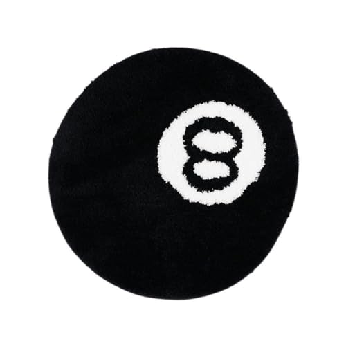 8 Ball Black Area Rug, Soft & Fluffy Billiard Pool Eight Ball Carpet Non-Slip Flocking Floor Rug for Living Dining Dorm Room Bedroom Decor