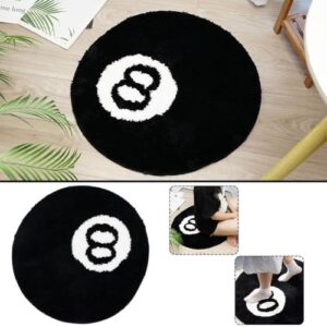 8 Ball Black Area Rug, Soft & Fluffy Billiard Pool Eight Ball Carpet Non-Slip Flocking Floor Rug for Living Dining Dorm Room Bedroom Decor