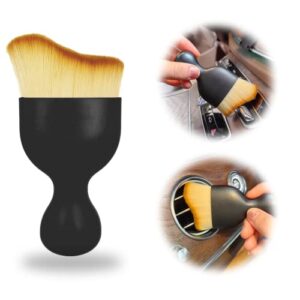 1pcs car interior detailing soft brush detailing interior auto interior soft hair removal brush scratch free, cleaning dashboard curved design universal car brush tool (black-yellow)