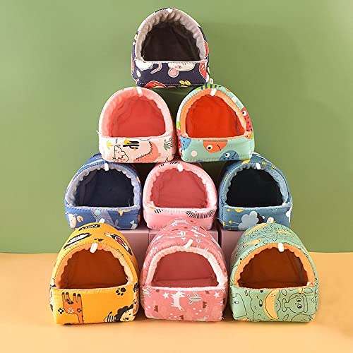 WEISHA Pet Nest 1PC Animal Sleeping Bed Cartoon Rat Hamster House Cotton Pad Cave Hamster Hammock Mini Guinea Pig Hanging Cage House Pet Supplies(M-6)