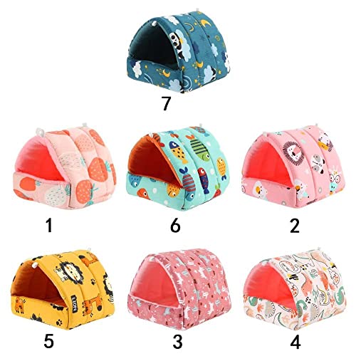 WEISHA Pet Nest 1PC Animal Sleeping Bed Cartoon Rat Hamster House Cotton Pad Cave Hamster Hammock Mini Guinea Pig Hanging Cage House Pet Supplies(M-6)