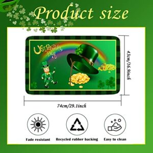 St Patricks Day Doormat, 29.5 × 17 Inch Green Hat Shamrock Leprechaun Trap Front Door Mat Entrance Door Rugs Non-Slip St. Patricks Day Door Mat Funny Holiday Welcome Mats For Home Indoor Outdoor