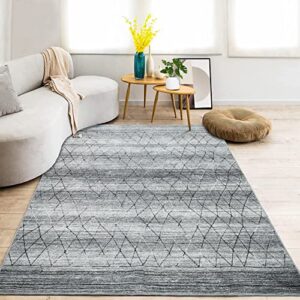 fashionwu washable rug 8x10 rug geometric large area rug boho disstressed area rug for bedroom rug for living room 8x10 area rug aesthetic rug non-shedding anti-slip rug, grey