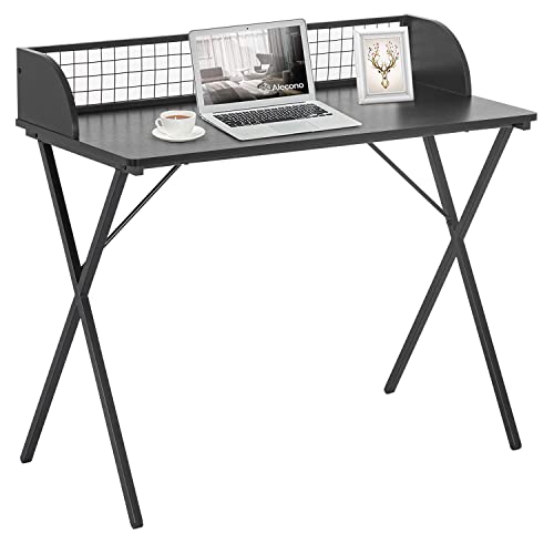 PayLessHere Computer Writing Desk 39 inch Sturdy Home Office Table with A Baffle to Keep Items from Slipping,Home Office Desk Workstation with Waterproof and Scratch Resistant Desktop (Black)