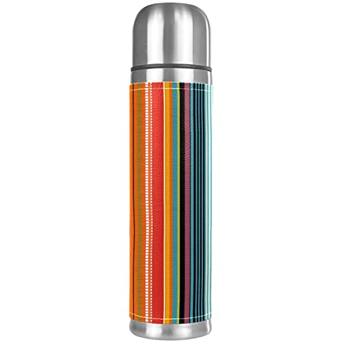 Stripe Boho Stainless Steel Water Bottle Leak-Proof, Double Walled Vacuum Insulated Flask Thermos Cup Travel Mug 17 OZ