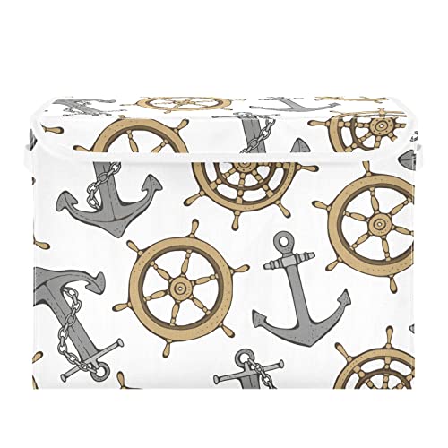 Steering Wheel Anchor Storage Bins with Lids for Organizing Lidded Home Storage Bins with Handles Oxford Cloth Storage Cube Box for Toys