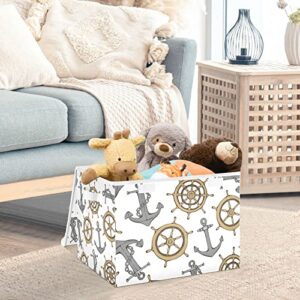 Steering Wheel Anchor Storage Bins with Lids for Organizing Lidded Home Storage Bins with Handles Oxford Cloth Storage Cube Box for Toys