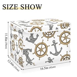 Steering Wheel Anchor Storage Bins with Lids for Organizing Lidded Home Storage Bins with Handles Oxford Cloth Storage Cube Box for Toys