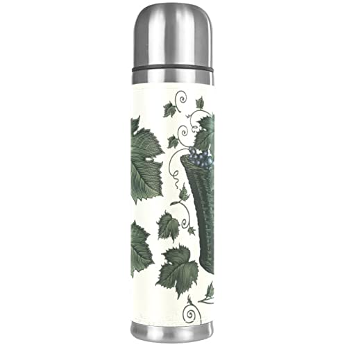 Vintage Grape Cluster Vacuum Insulated Stainless Steel Water Bottle, Double Walled Travel Thermos Coffee Mug 17 OZ for School Office