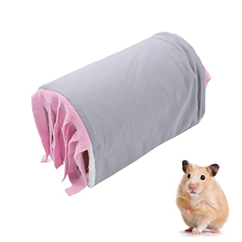 Hamster Tunnel, Hamster Tassel Tunnel Nesting Detachable Hideout Tube House for Guinea Pig Rabbit Small Animal(Pink)