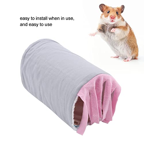 Hamster Tunnel, Hamster Tassel Tunnel Nesting Detachable Hideout Tube House for Guinea Pig Rabbit Small Animal(Pink)