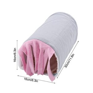 Hamster Tunnel, Hamster Tassel Tunnel Nesting Detachable Hideout Tube House for Guinea Pig Rabbit Small Animal(Pink)