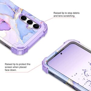 Hekodonk for Samsung Galaxy A14 5G Case,[Tempered Glass Screen Protector + Camera Lens Protector],Heavy Duty Shockproof Protection Hard Plastic+Silicone Rubber Hybrid Case for Galaxy 14 5G Purple