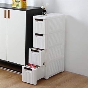 KOIECETA 4-Tire Rolling Cart Organizer Unit with Wheels Narrow Slim Container Storage Cabinet for Bathroom Bedroom